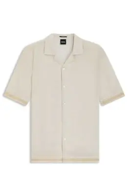 BOSS Relaxed-fit Shirt With Mosaic Print - Light Beige