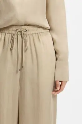 BOSS Relaxed-fit Drawcord Trousers - Light Beige