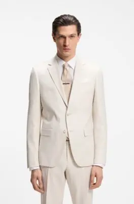BOSS Two-piece Slim-fit Suit In Stretch Fabric - White