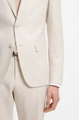 BOSS Two-piece Slim-fit Suit In Stretch Fabric - White