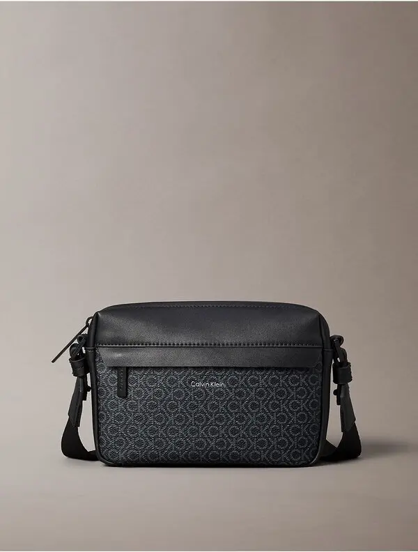 Calvin Klein Pebbled Monogram Camera Bag - Black