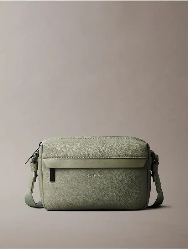 Calvin Klein Pebbled Camera Bag - Deep Lichen Green