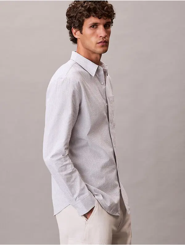 Calvin Klein Stripe Seersucker Classic Button-down Shirt
