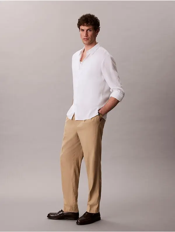 Calvin Klein Linen Blend Pleated Pull-on Pants - Cornstalk