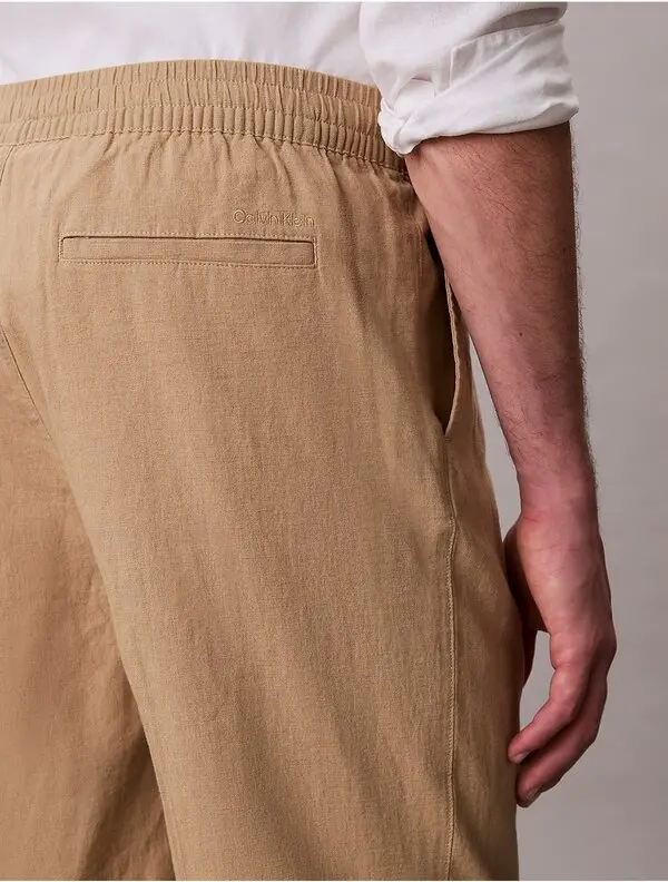 Calvin Klein Linen Blend Pleated Pull-on Pants - Cornstalk