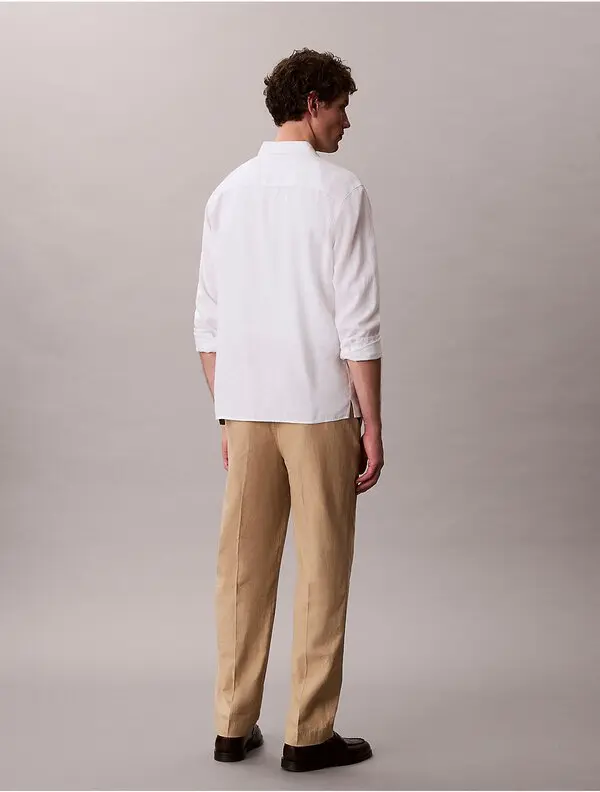 Calvin Klein Linen Blend Pleated Pull-on Pants - Cornstalk