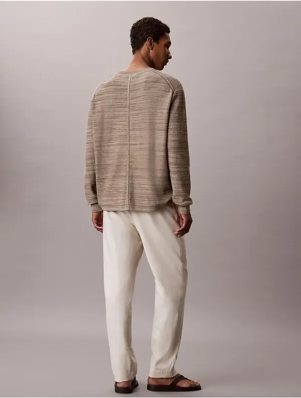 Calvin Klein Linen Blend Pleated Pull-on Pants - Oatmeal
