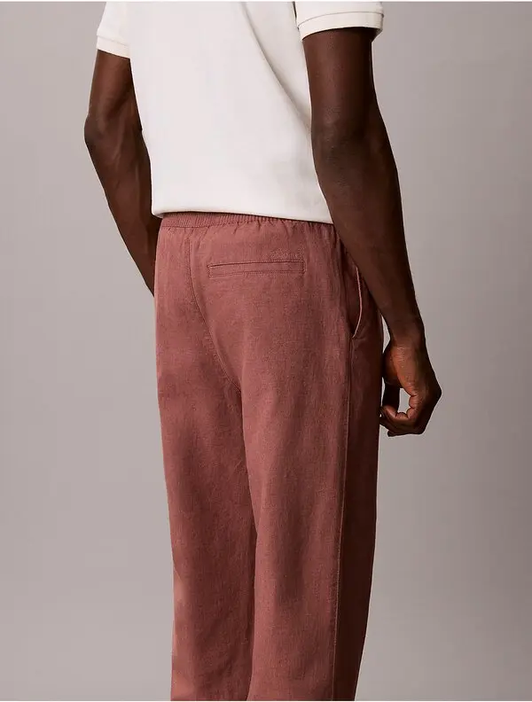Calvin Klein Linen Blend Pleated Pull-on Pants - Sierra Brown
