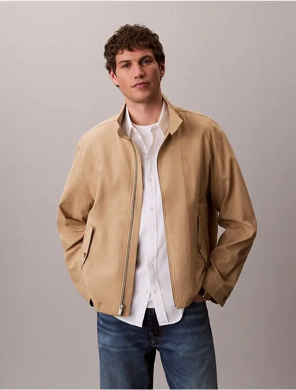 Calvin Klein Linen Cotton Zip Jacket - Cornstalk