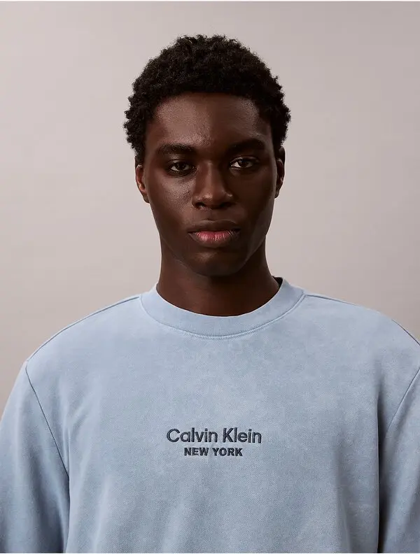 Calvin Klein Logo Graphic Terry Crewneck Sweatshirt - Windward Blue