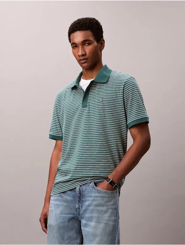 Calvin Klein Varsity Stripe Polo Shirt - Vineyard