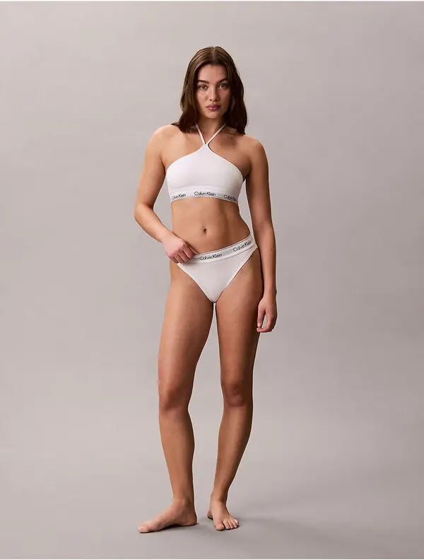 Calvin Klein Icon Cotton Modal Unlined Halter Bralette - White