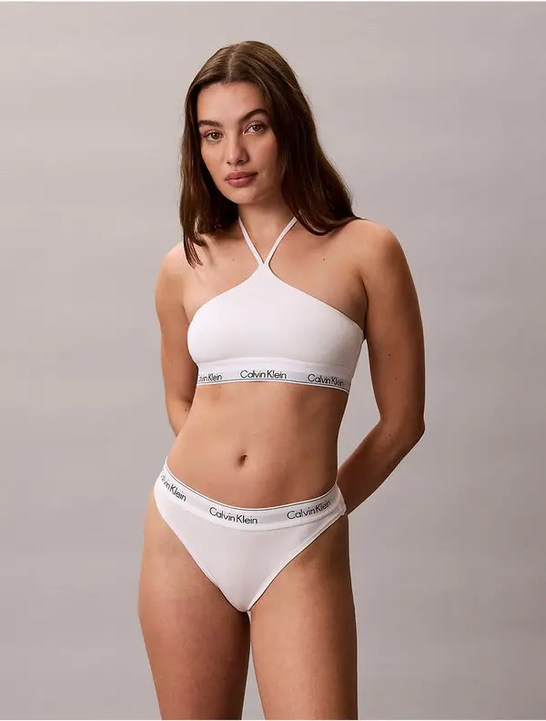 Calvin Klein Icon Cotton Modal Unlined Halter Bralette - White