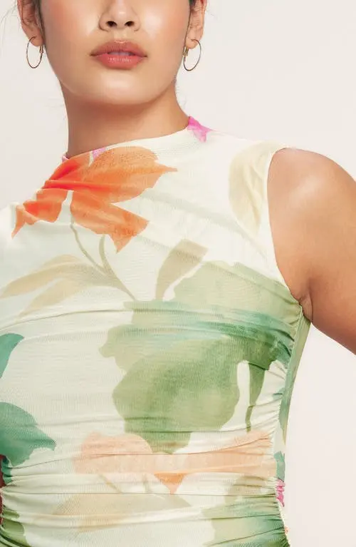 FLYING TOMATO Printed Mesh Midi Dress