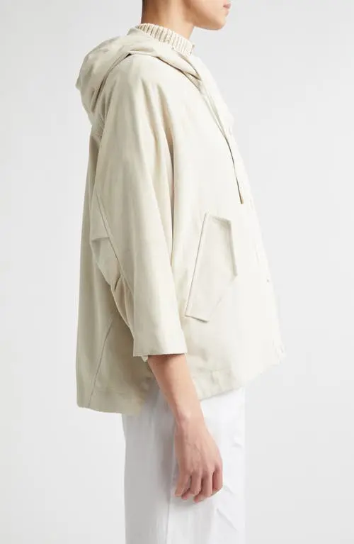 Eleventy Oversized Hooded Lambskin Suede Jacket