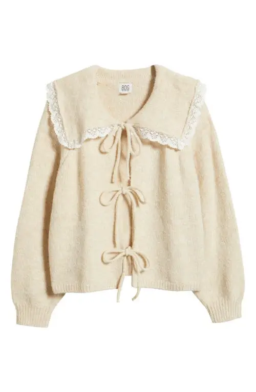 BDG URBAN OUTFITTERS Lace Trim Tie Front Cardigan