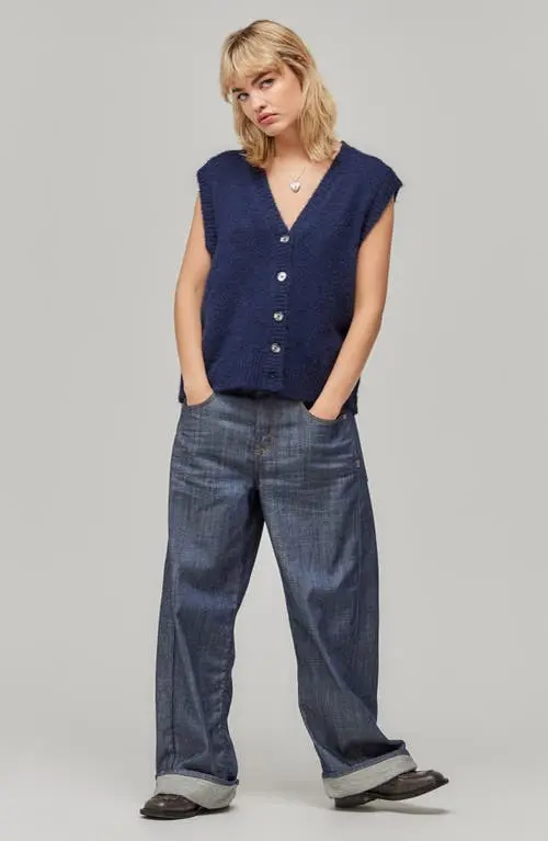 BDG URBAN OUTFITTERS V-neck Sleeveless Sweater Vest - Navy