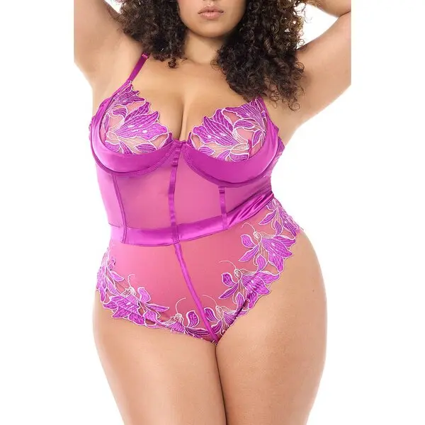 MAPALE Embroidered Teddy With Underwire Cups - Azalea