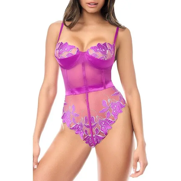 MAPALE Embroidered Teddy With Underwire Cups - Azalea