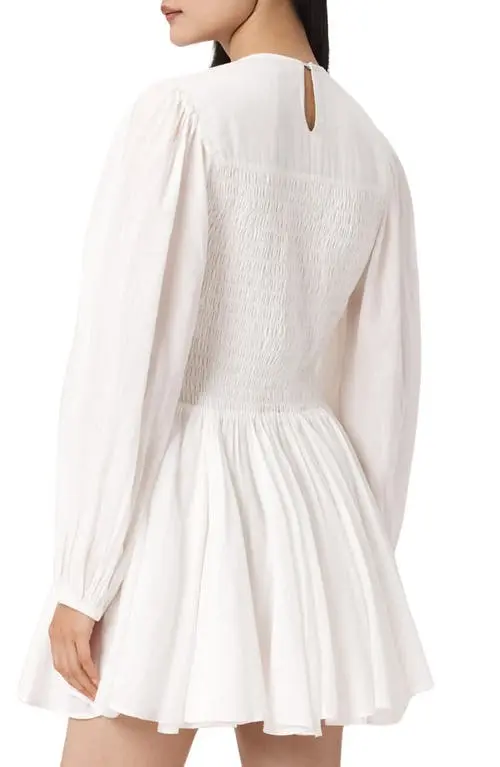 ALLSAINTS Chia Smock Bodice Long Sleeve Minidress - White
