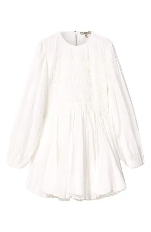 ALLSAINTS Chia Smock Bodice Long Sleeve Minidress - White