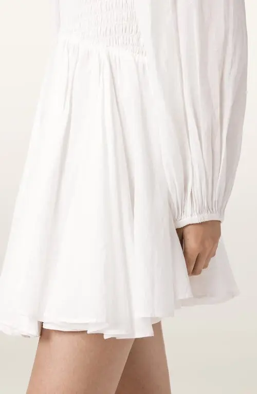 ALLSAINTS Chia Smock Bodice Long Sleeve Minidress - White