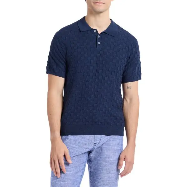 Robert Graham Hampson Cotton Polo Sweater - Navy