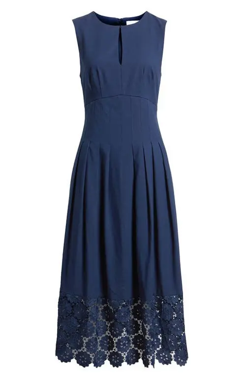Sam Edelman Pintuck & Lace Detail Sleeveless Dress