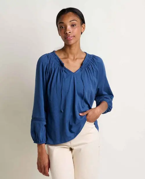 TOAD & CO Primo Long Sleeve Peasant Top - Deep Sea