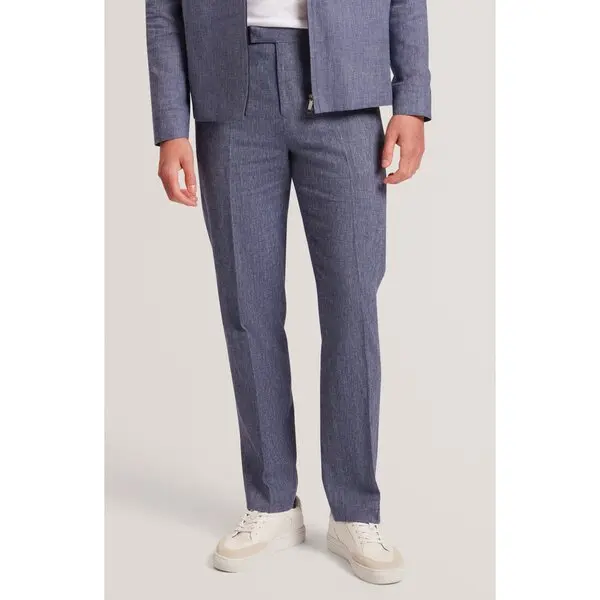Ted Baker London Slim Fit Linen & Cotton Pants - Navy