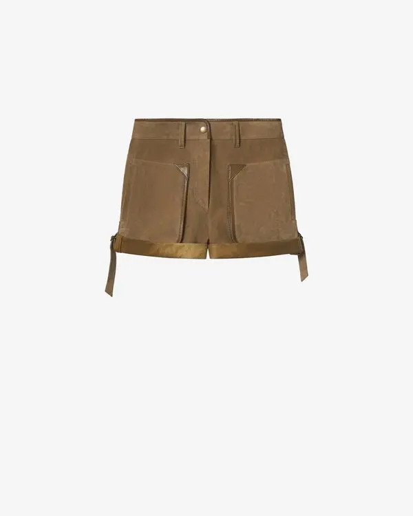 Isabel Marant Étoile Marline Suede Goatskin Leather Bermuda Shorts - Bronze