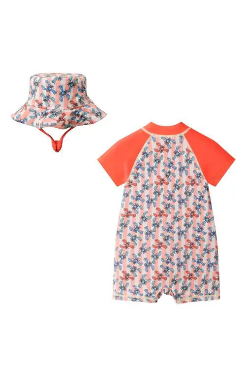 Andy & Evan Printed One-piece Swimsuit & Sun Hat Set - Orange Lobster