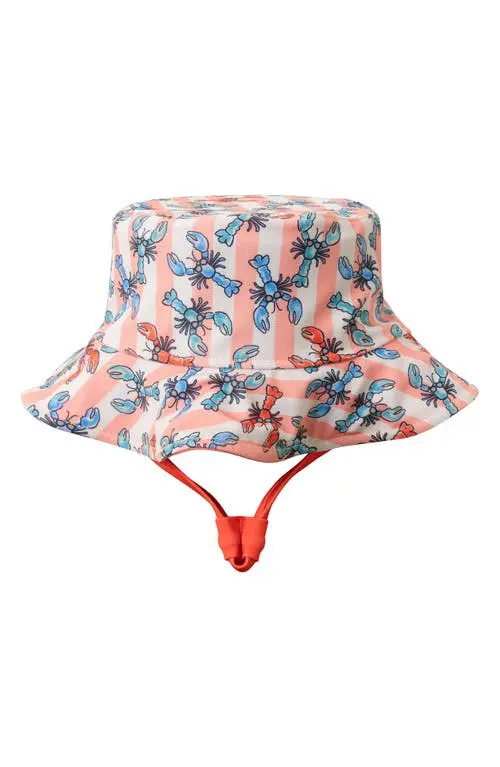 Andy & Evan Printed One-piece Swimsuit & Sun Hat Set - Orange Lobster