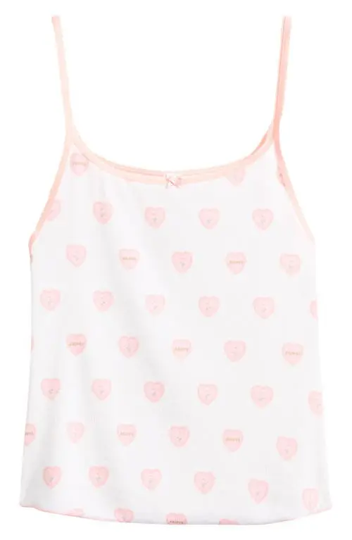 SKIMS Heart Print Stretch Cotton Tank - Snow Lace Hearts