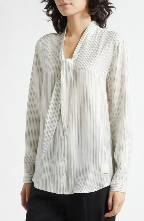 Emporio Armani Stripe Tie Neck Button-up Shirt