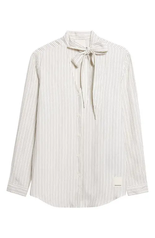 Emporio Armani Stripe Tie Neck Button-up Shirt