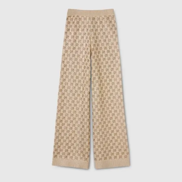 Gucci Wool Cashmere Leisure Pants With Crystals