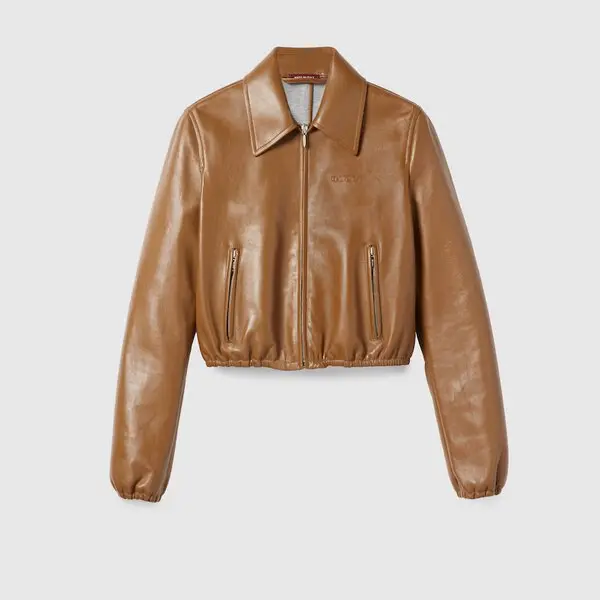 Gucci Leather Jacket With Embossed Logo