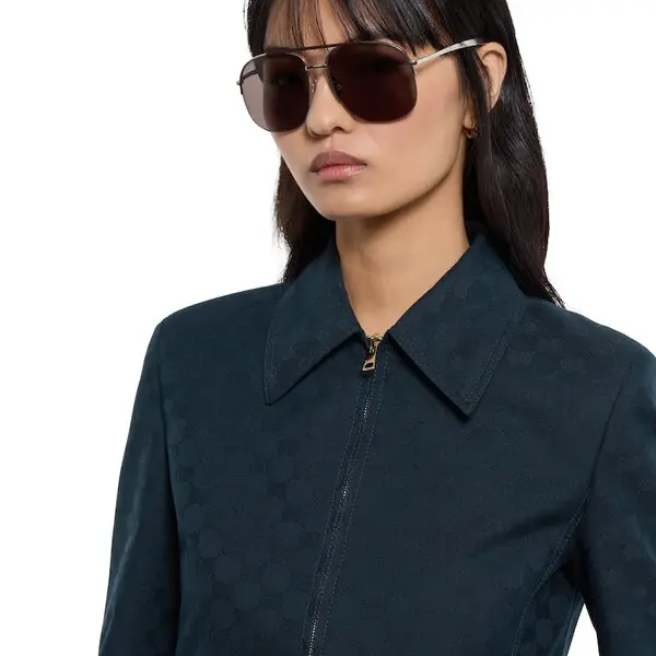 Gucci Gg Cotton Gabardine Zip Jacket
