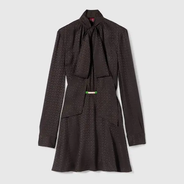 Gucci Horsebit Silk Jacquard Dress