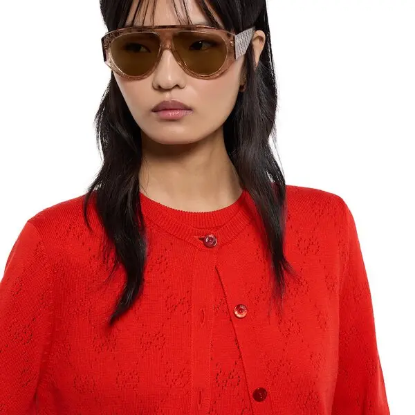 Gucci Gg Pointelle Cotton Silk Cardigan