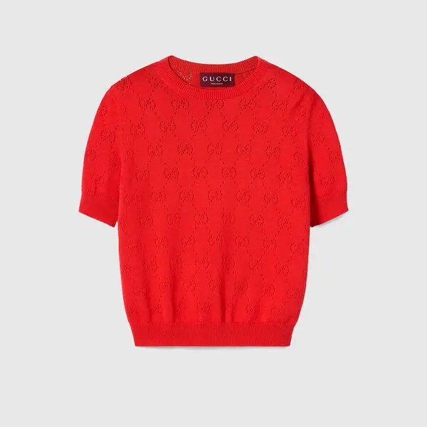 Gucci Gg Pointelle Cotton Silk Top