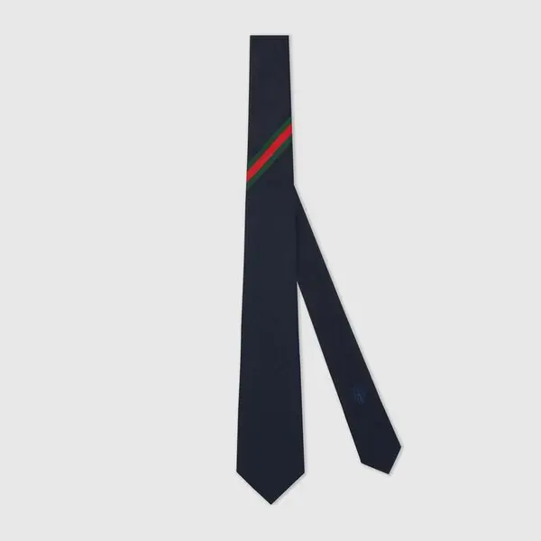 Gucci Web Silk Jacquard Neck Tie - Blue