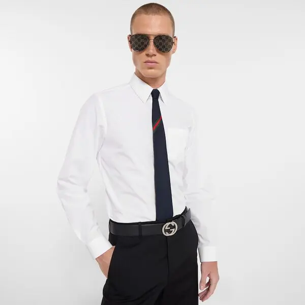 Gucci Web Silk Jacquard Tie - Blue