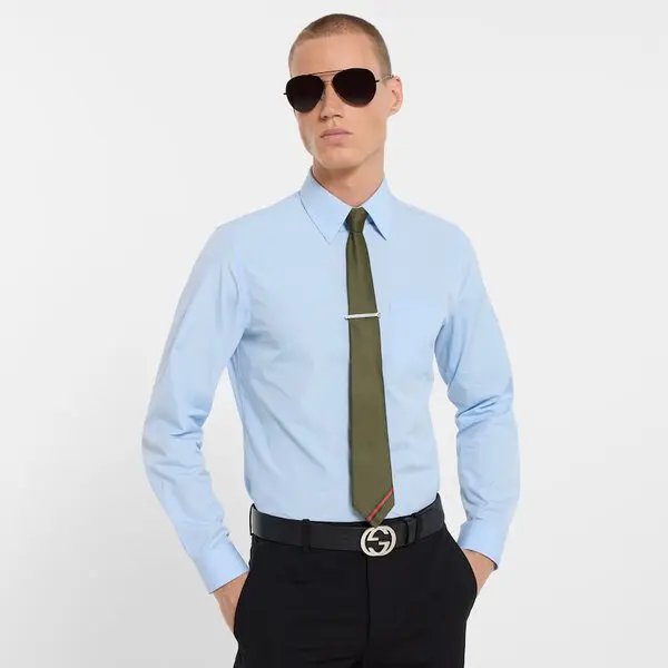 Gucci Web Silk Jacquard Tie - Green