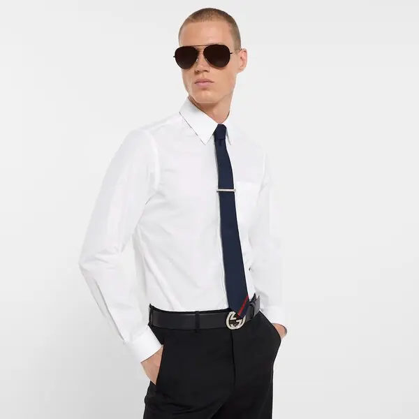 Gucci Web Silk Jacquard Tie - Blue