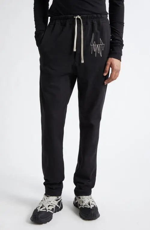 Moncler Cotton Sweatpants With Geometric Topstitching - Black