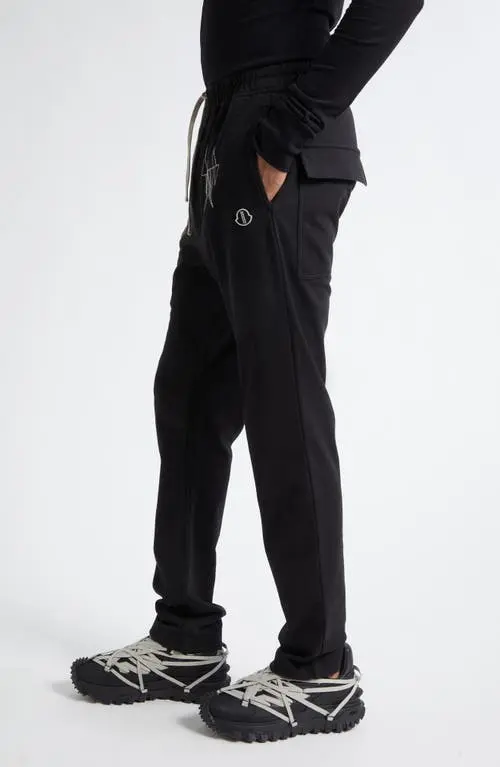 Moncler Cotton Sweatpants With Geometric Topstitching - Black