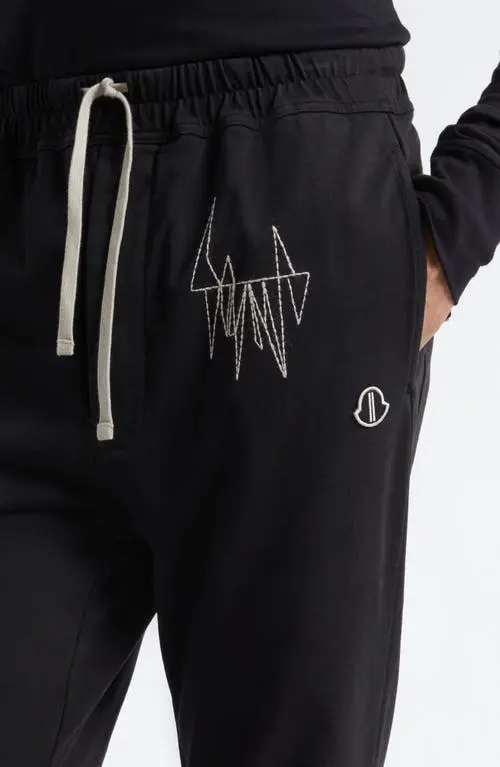 Moncler Cotton Sweatpants With Geometric Topstitching - Black
