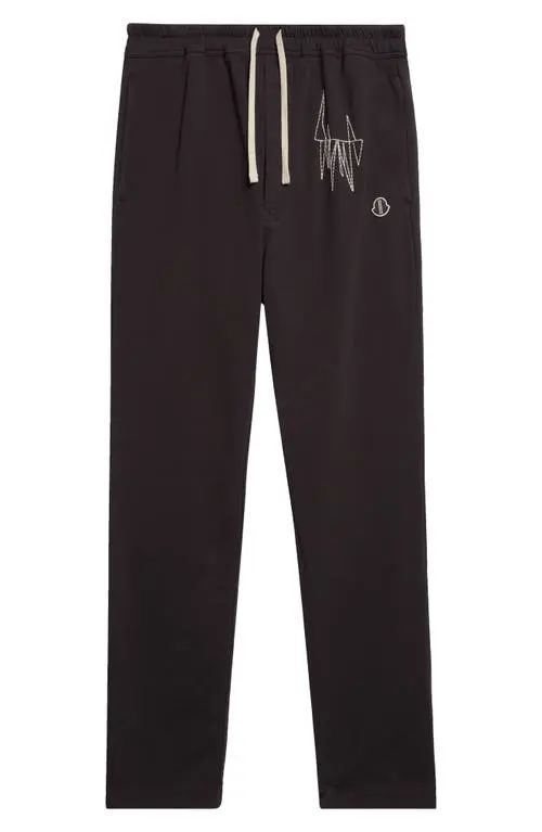 Moncler Cotton Sweatpants With Geometric Topstitching - Black